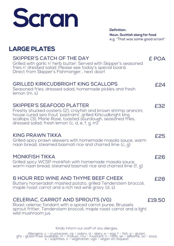 Swally n' Scran Menu - West Coast Sea Products Ltd - Wholesale ...
